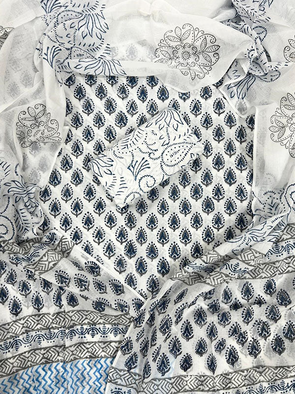 Cotton Suit with Cotton Dupatta | Cotton Suit Set | Mulmul Dupatta ...